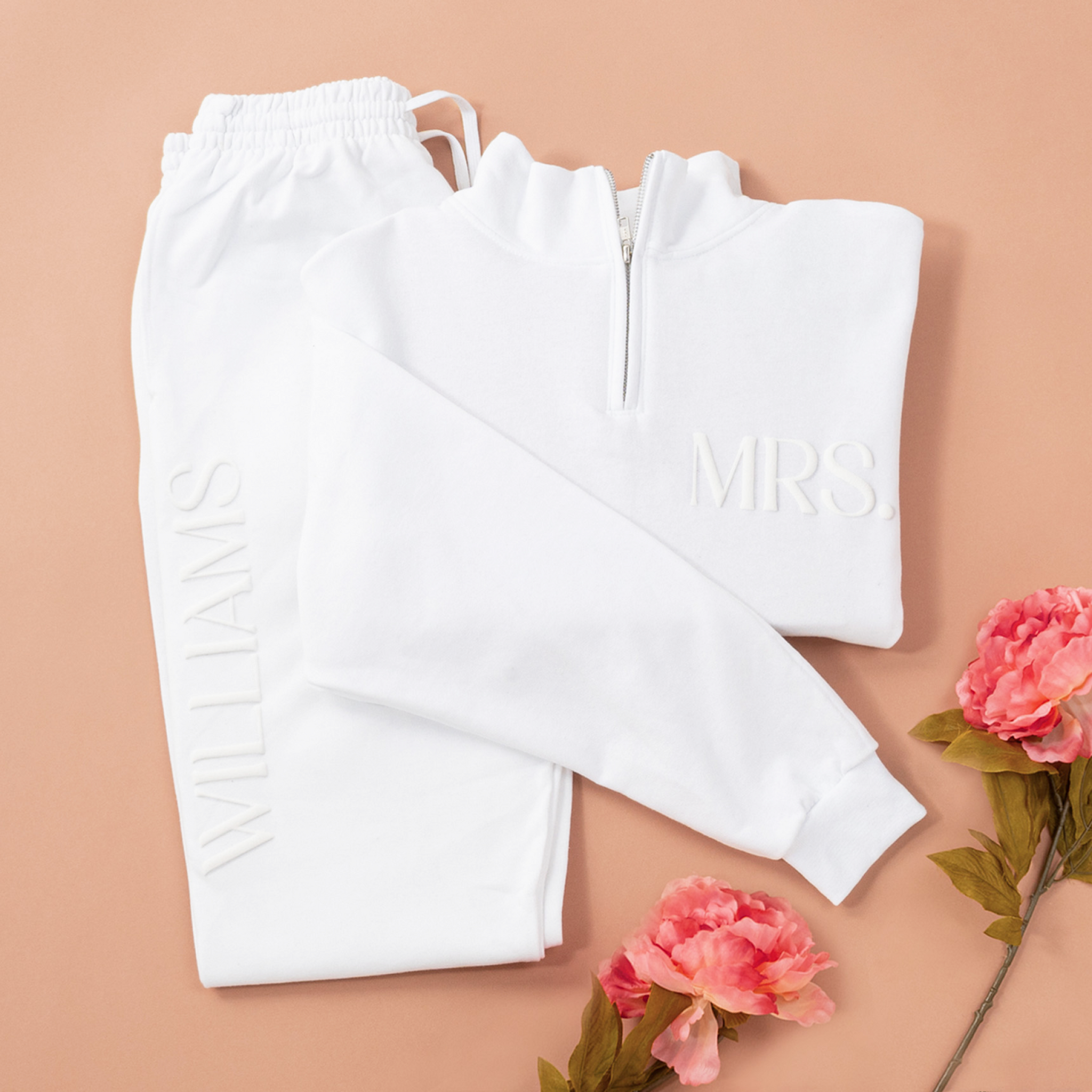 Mr & Mrs Matching Quarter Zip & Joggers Set | 3D Puff Personalized ...