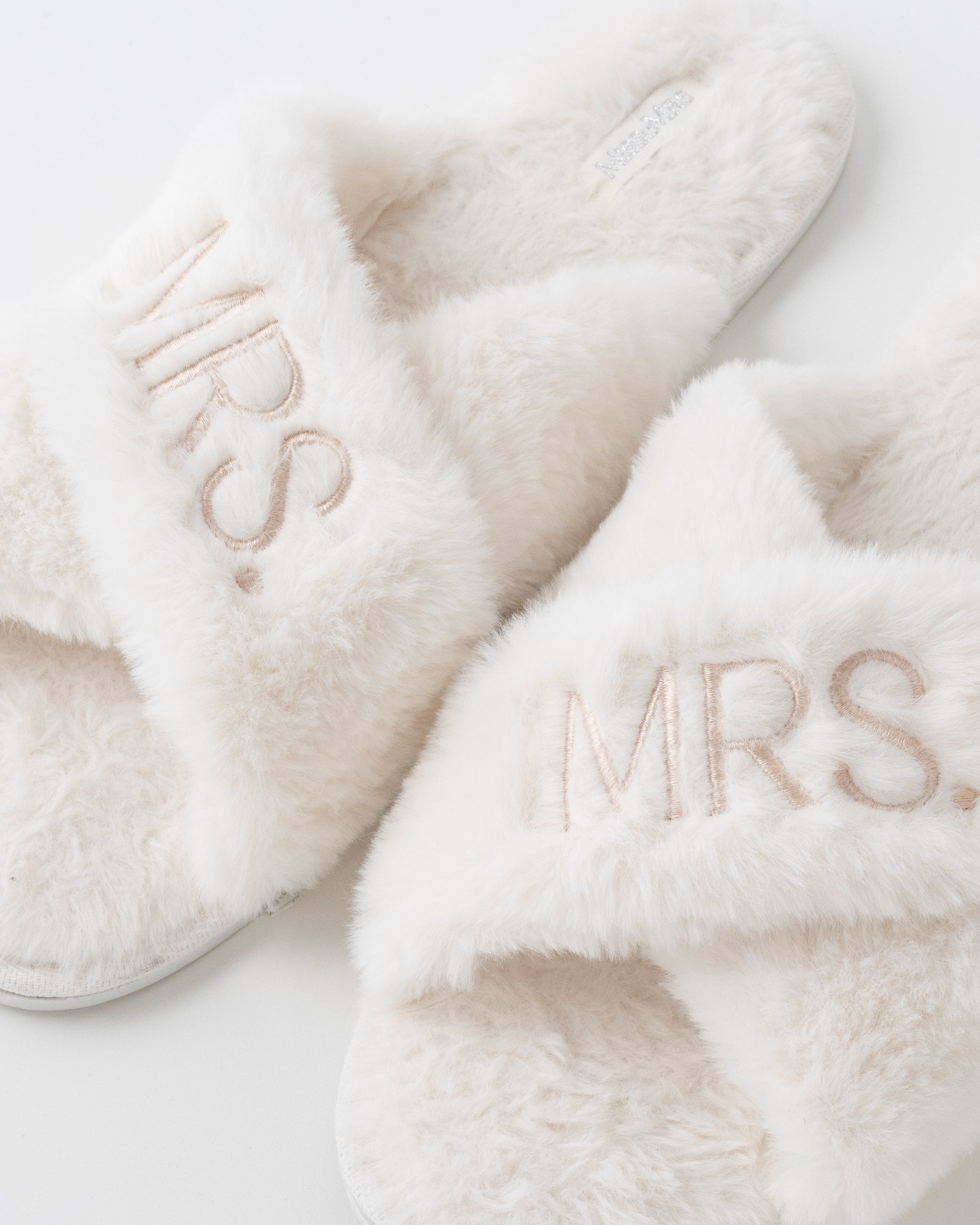 MRS Fluffy Slippers - Ivory – Miss To Mrs® Shop